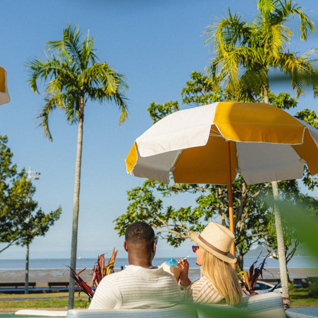 Custom Soleil Umbrellas at Calypso Club – Basil Bangs Canada